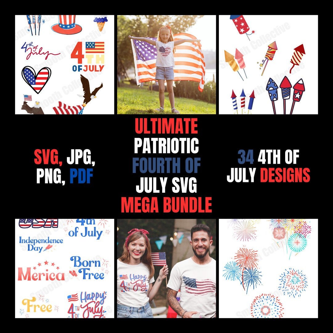 Ultimate Patriotic Fourth of July SVG Mega Bundle: USA, Fireworks ...