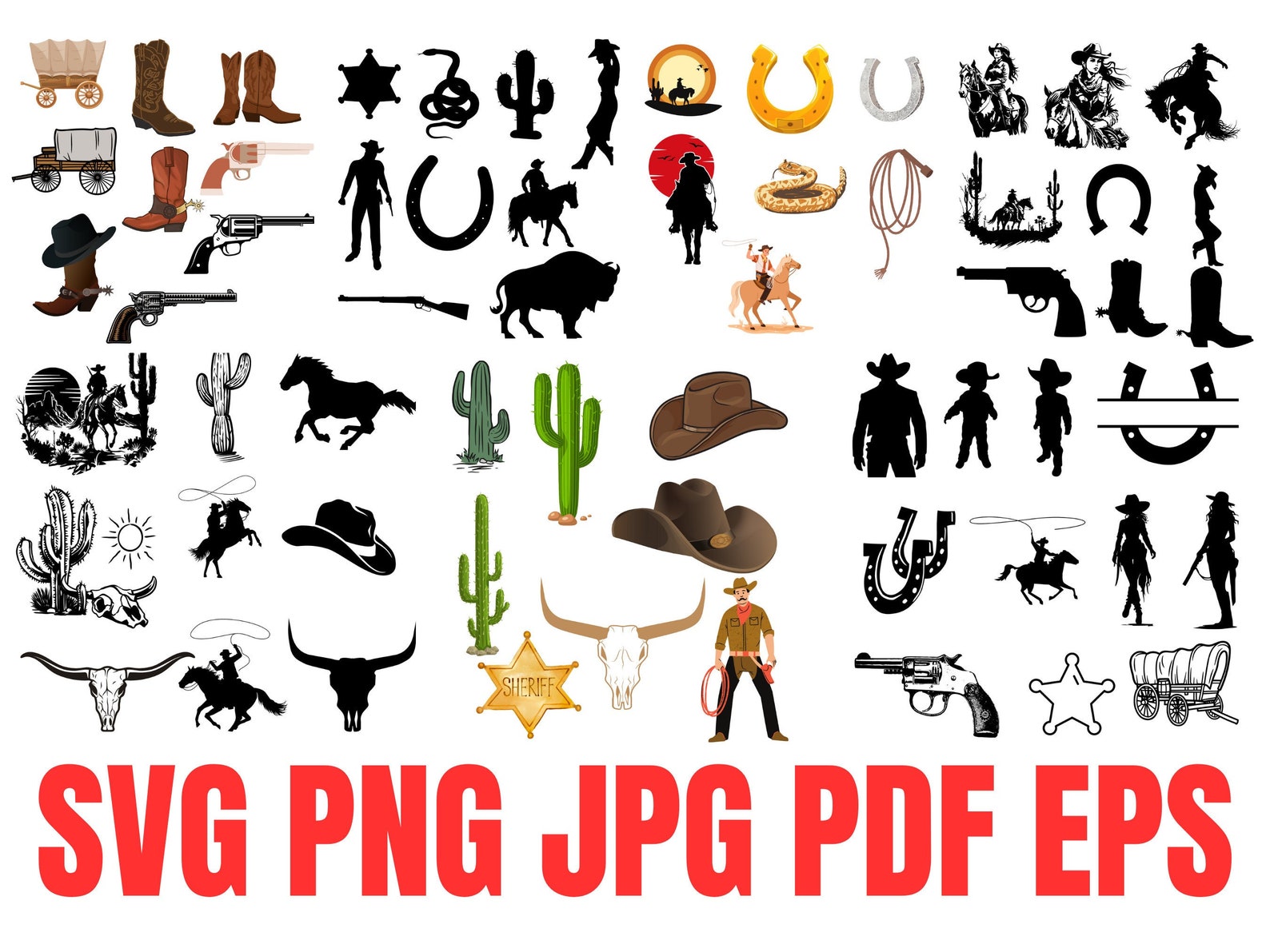Cowboy Silhouette, COWBOY SVG Bundle, Sheriff Badge Svg, Cowgirl ...