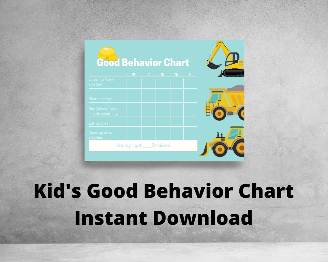Child Good Behavior Chart - Instant Download, Printable - Reward Chard ...