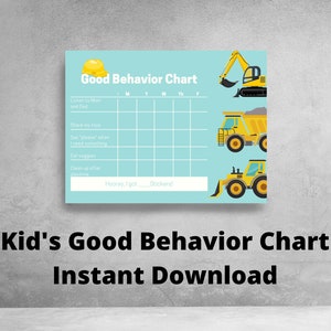 Child Good Behavior Chart - Instant Download, Printable - Reward Chard ...