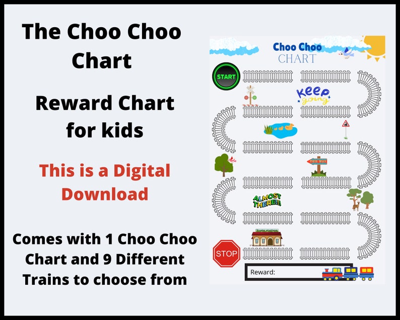 Children's Behavior Chart, Reward Chart, Instant Download, Train Reward ...