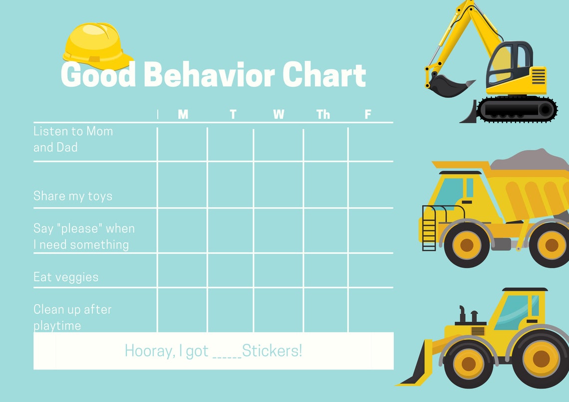Child Good Behavior Chart Instant Download, Printable Reward Chard ...