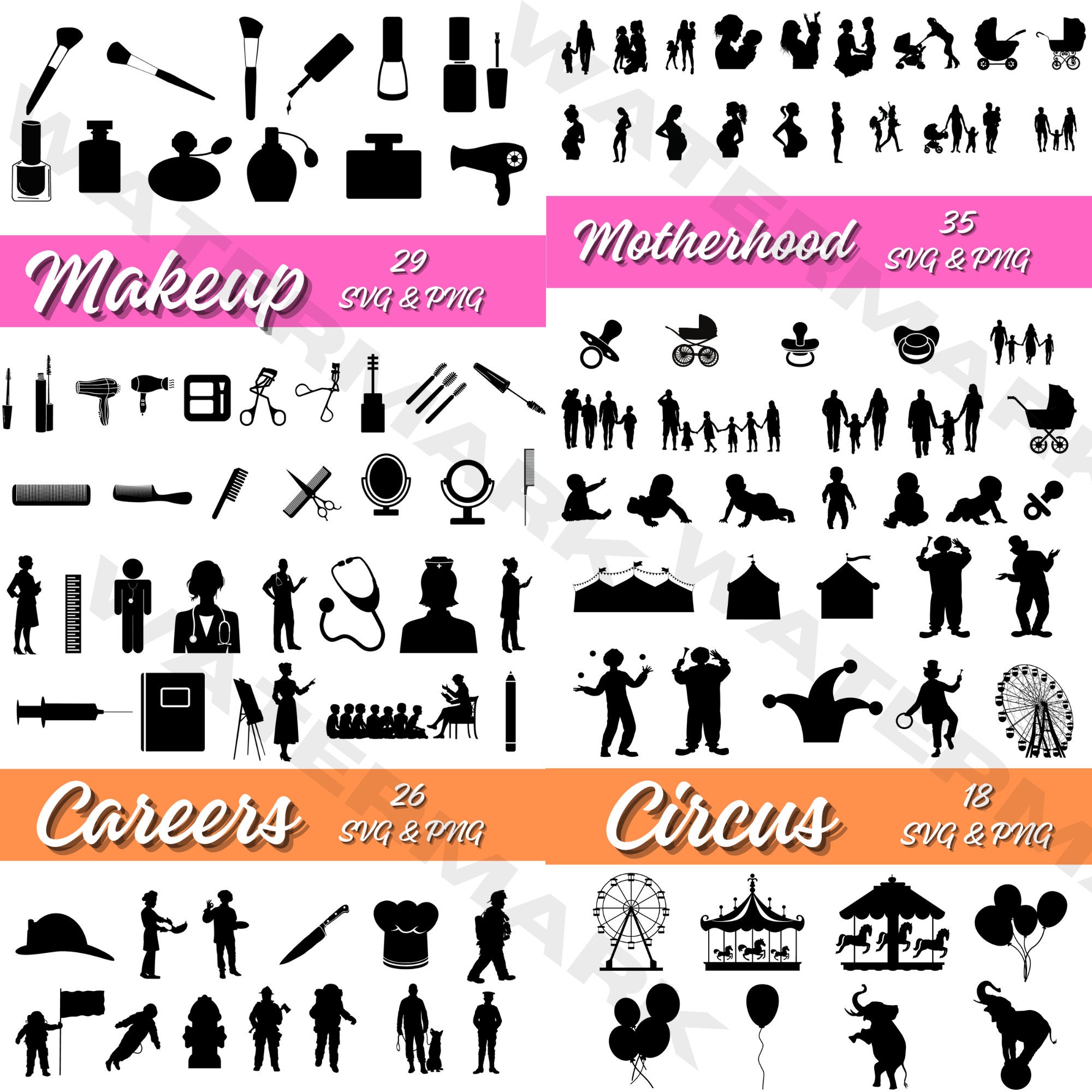 Mega Bundle, Silhouette Bundle, Animal Silhouette, Floral Silhouette ...