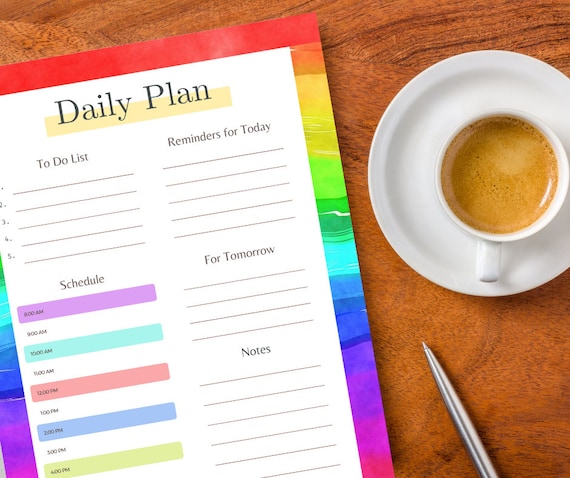 Rainbow Printable Daily Planner Digital Planner Daily to - Etsy