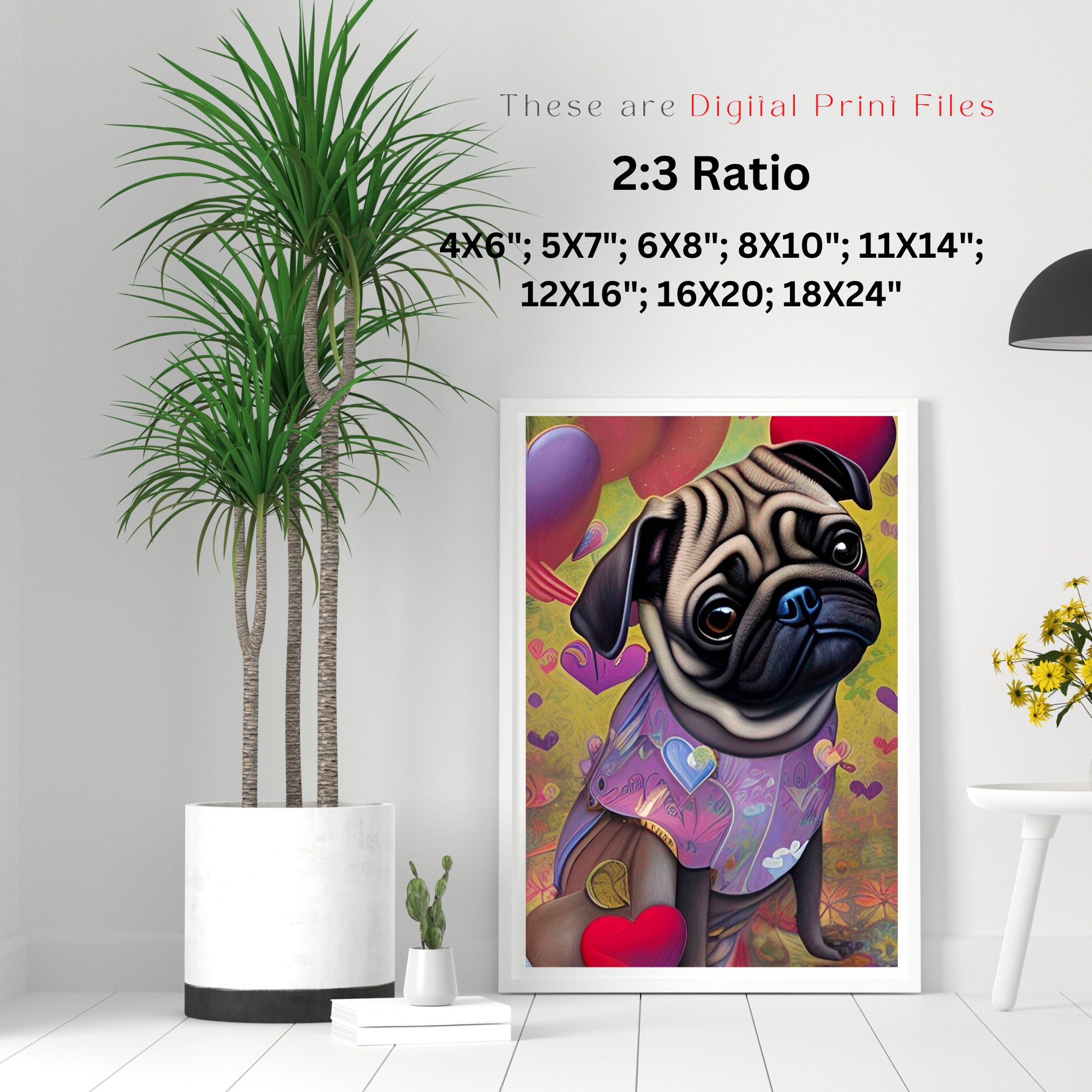 I Love My Pug Digital Print Pug Wall Art Pug Home Decor - Etsy