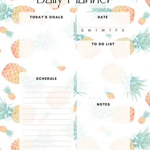 Printable Pineapple Daily Planner, Digital Pineapple Planner, Pineapple ...