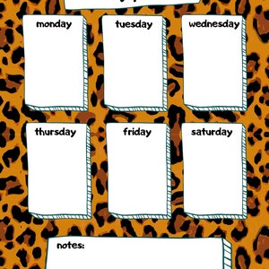 Leopard Print Weekly Planner Instant Download- 4 Colors, Printable, to ...