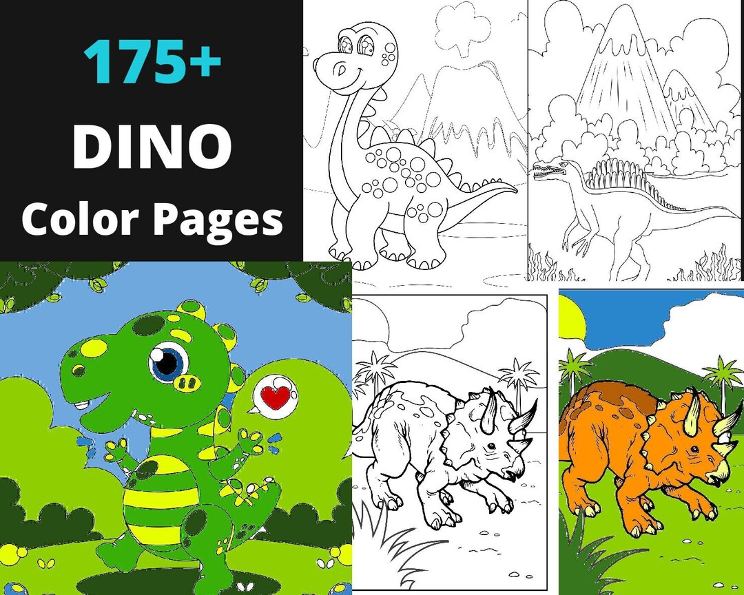 175+ Kids Dinosaur Digital Coloring Pages - Digital Download - Etsy