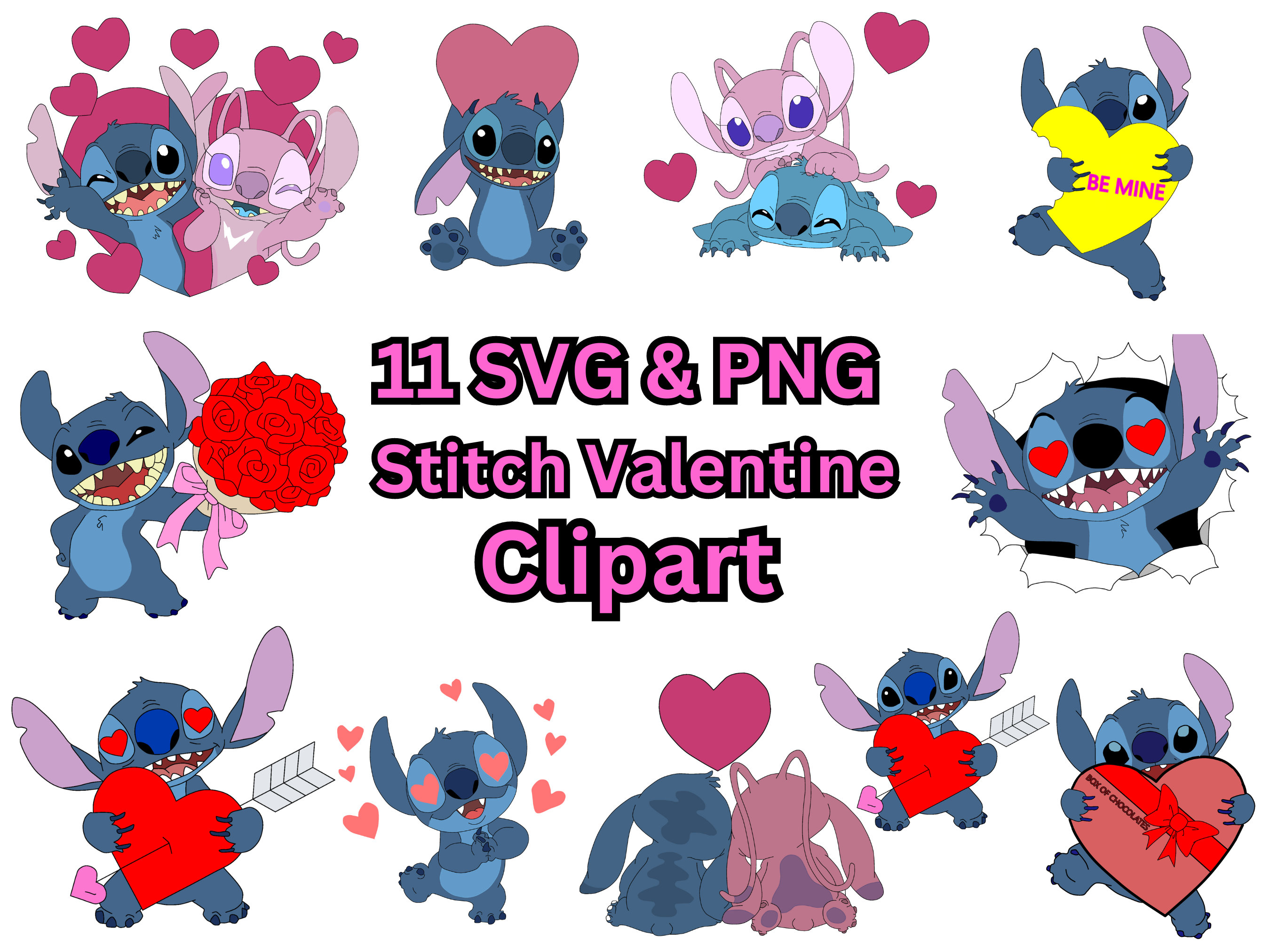 Stitch Svg, Stitch Svg Bundle, Valentine Clipart, Valentine Svg, Stitch ...
