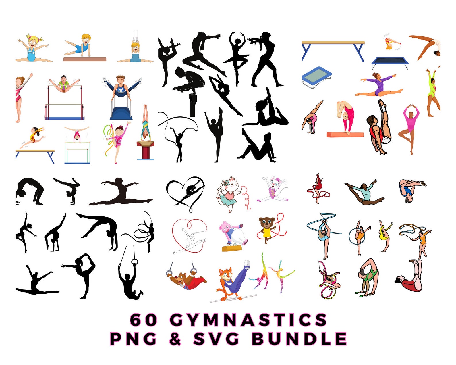 Gymnastics Clipart, Gymnastics Png, Gymnastics Svg, Gymnast Silhouette ...