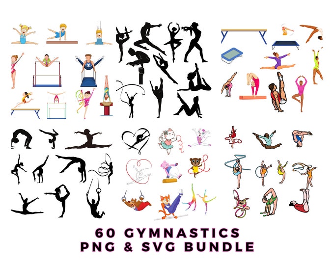Gymnastics SVG Cut File Bundle, Gymnastics Silhouette Clipart ...