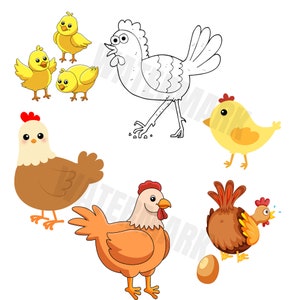 Chicken Clipart, Chicken Png, Chicken Svg, Watercolor Chicken, Cute ...