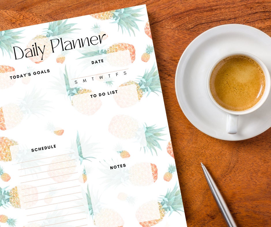 Printable Pineapple Daily Planner, Digital Pineapple Planner, Pineapple ...