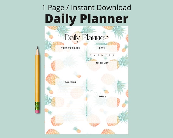Printable Pineapple Daily Planner Digital Pineapple Planner - Etsy