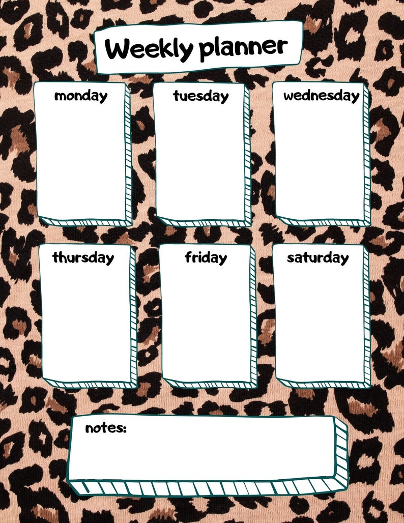 Leopard Print Weekly Planner Instant Download 4 Colors, Printable, to ...