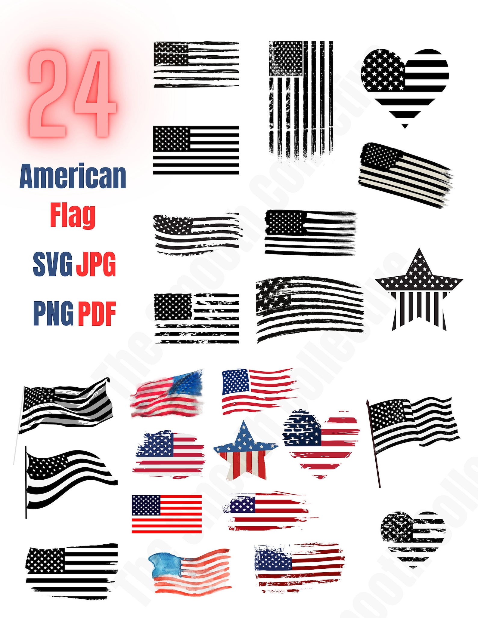 American Flag SVG Collection: 24 Distressed & Patriotic - Etsy