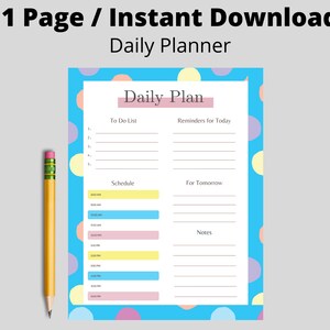 Polka Dot Printable Daily Planner, Daily to Do List, Downloadable Daily ...