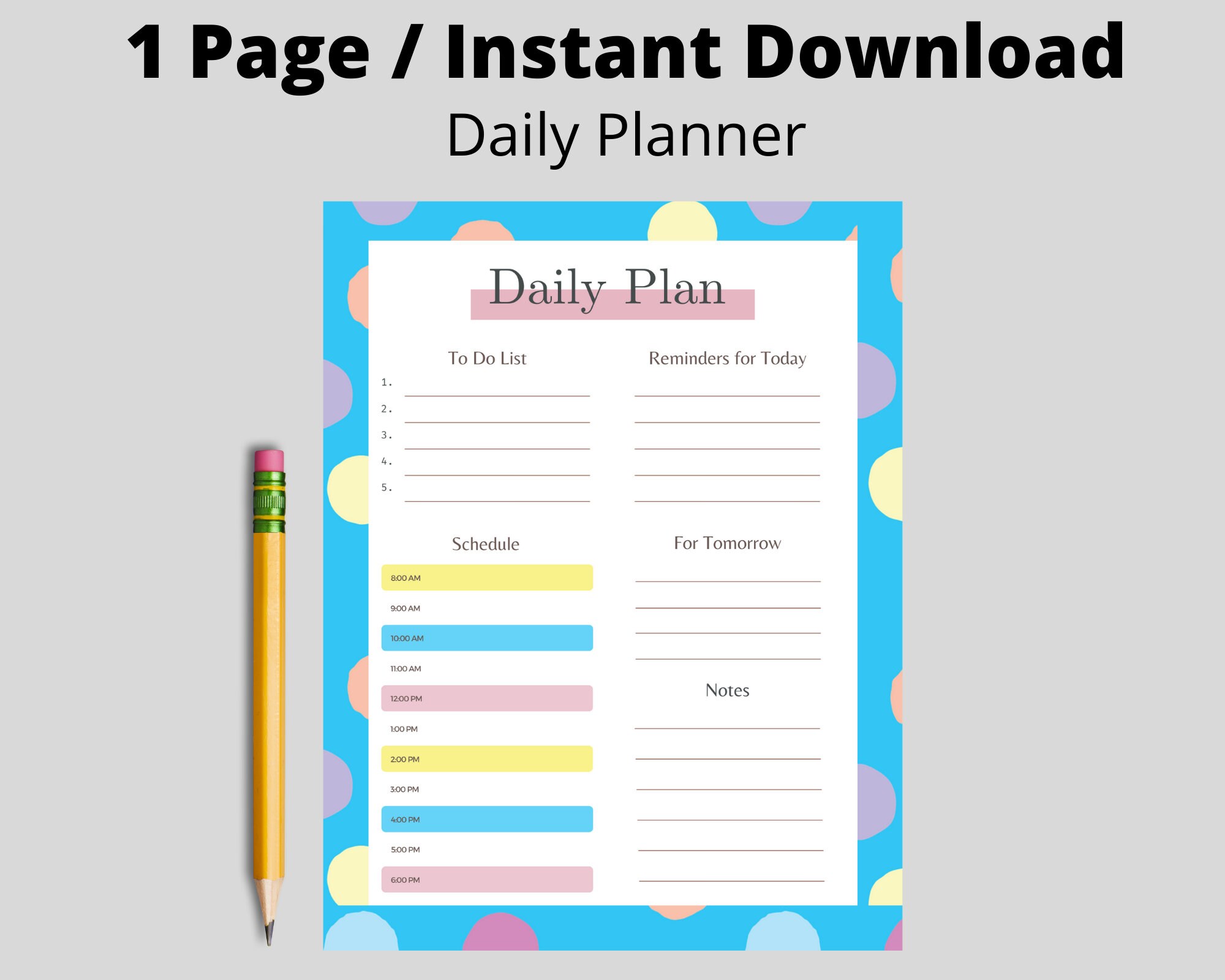 Polka Dot Printable Daily Planner, Daily to Do List, Downloadable Daily ...