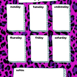 Leopard Print Weekly Planner Instant Download- 4 Colors, Printable, to ...