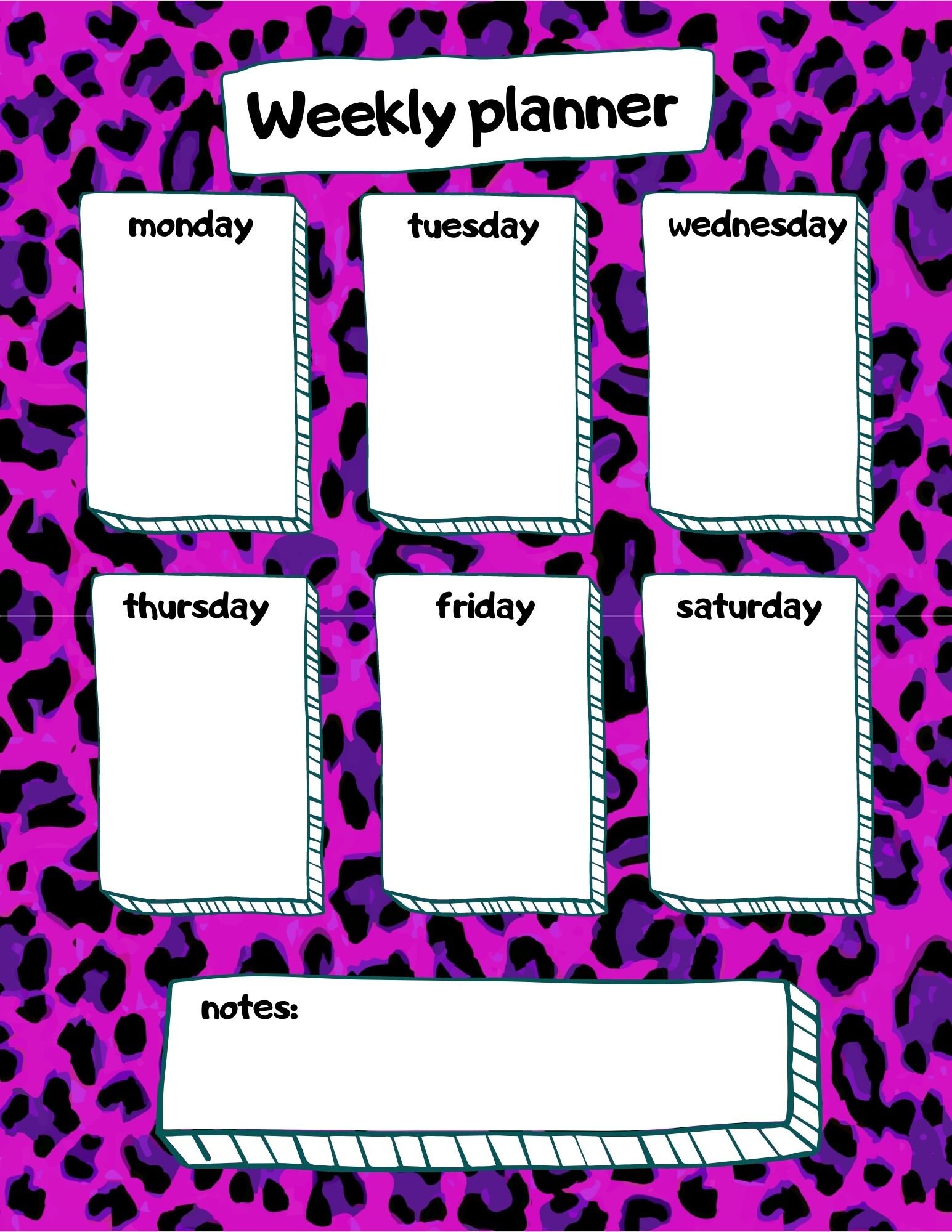 Leopard Print Weekly Planner Instant Download 4 Colors, Printable, to ...