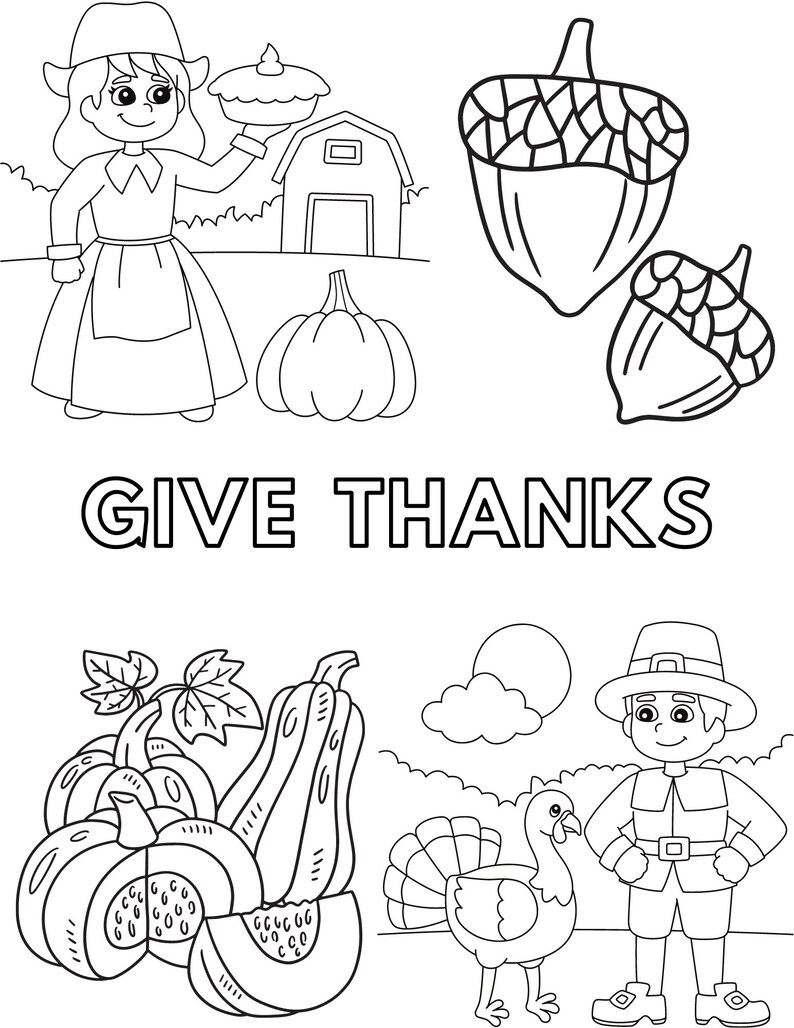 Instant Download Printable Thanksgiving Coloring Pages and Activities ...