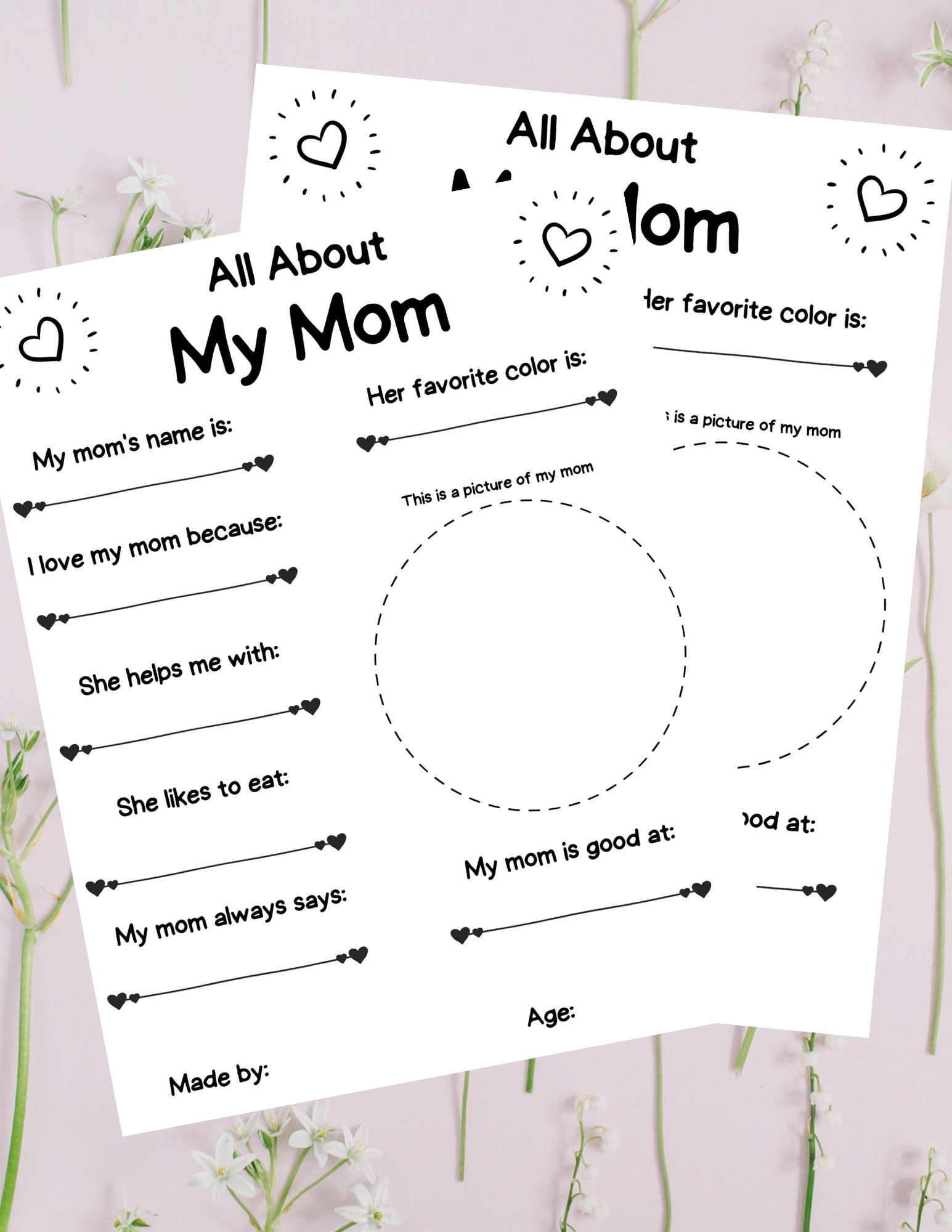All About My Mom, Fill in the Blank Printable for Mother's Day, Mother ...