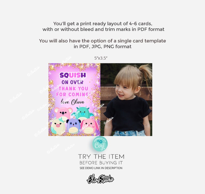 Editable Squishmallow Birthday THANK YOU CARD Template, Squishmallows ...