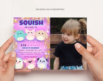 Squishmallow Birthday Invitation, Squishy Invitation,customizable ...