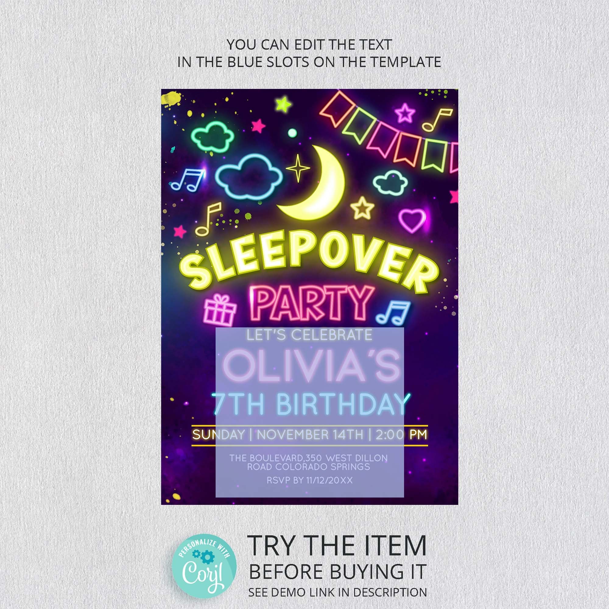 Sleepover Party Invitation Template Sleepover Invitation - Etsy