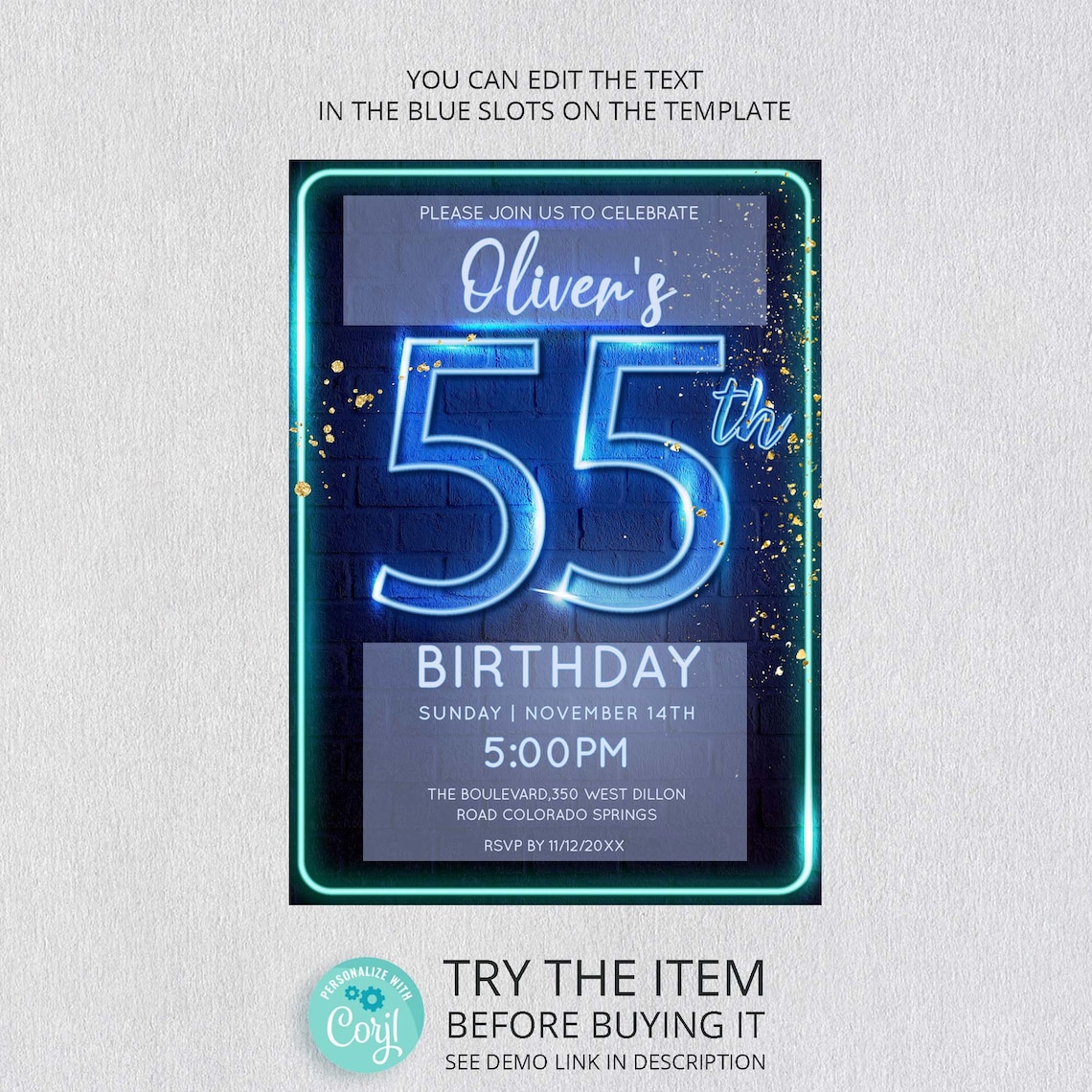 55th Birthday Invitation for Man 55th Birthday Party - Etsy
