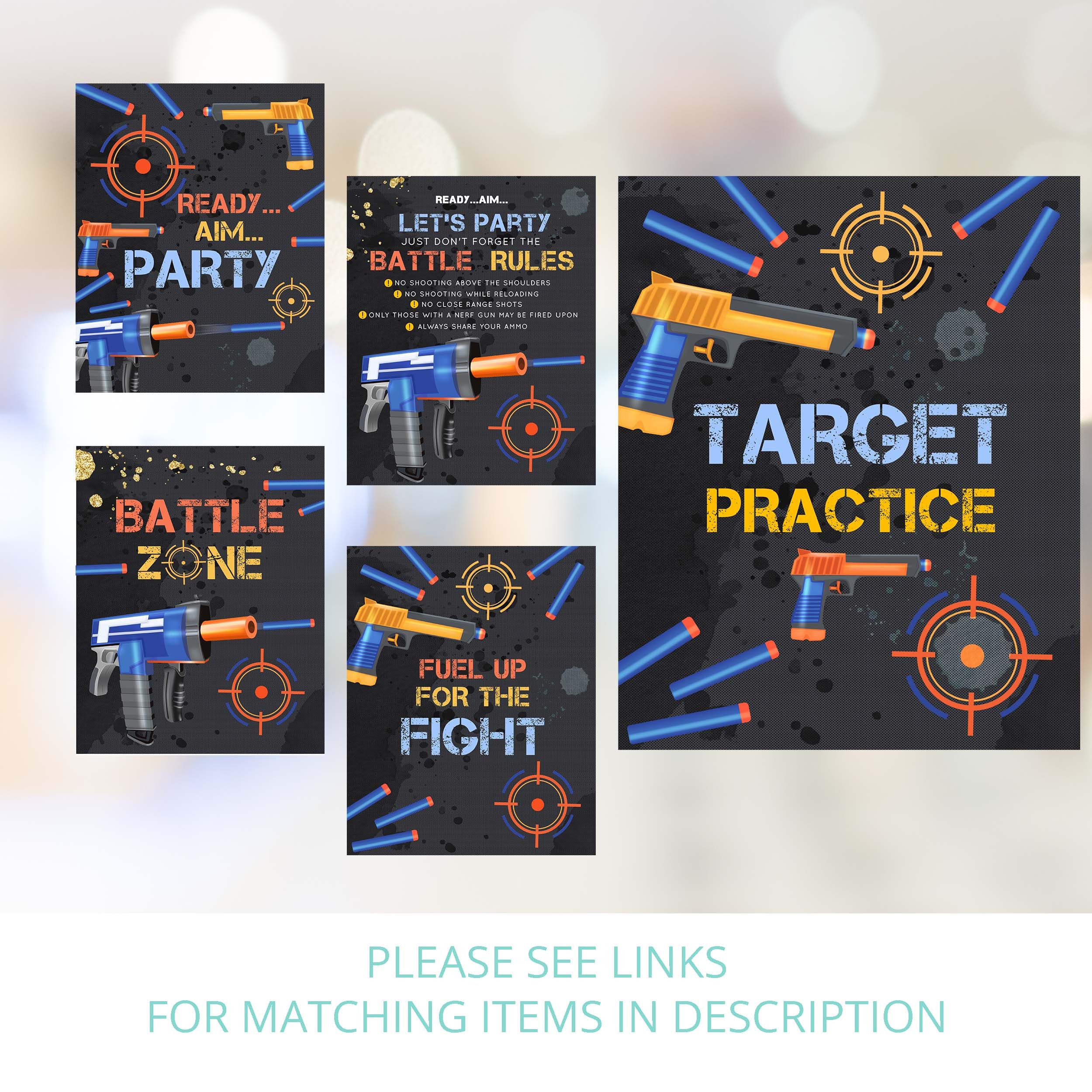 Foam Dart Blaster Party FUEL UP STATION Sign Dart Zone Birthday ...