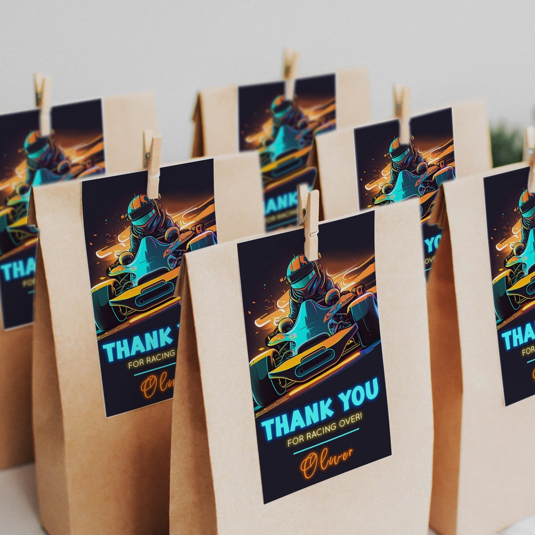 Let's Go Kart Birthday Thank You Tags, Karting Favors Tag Template, Go ...