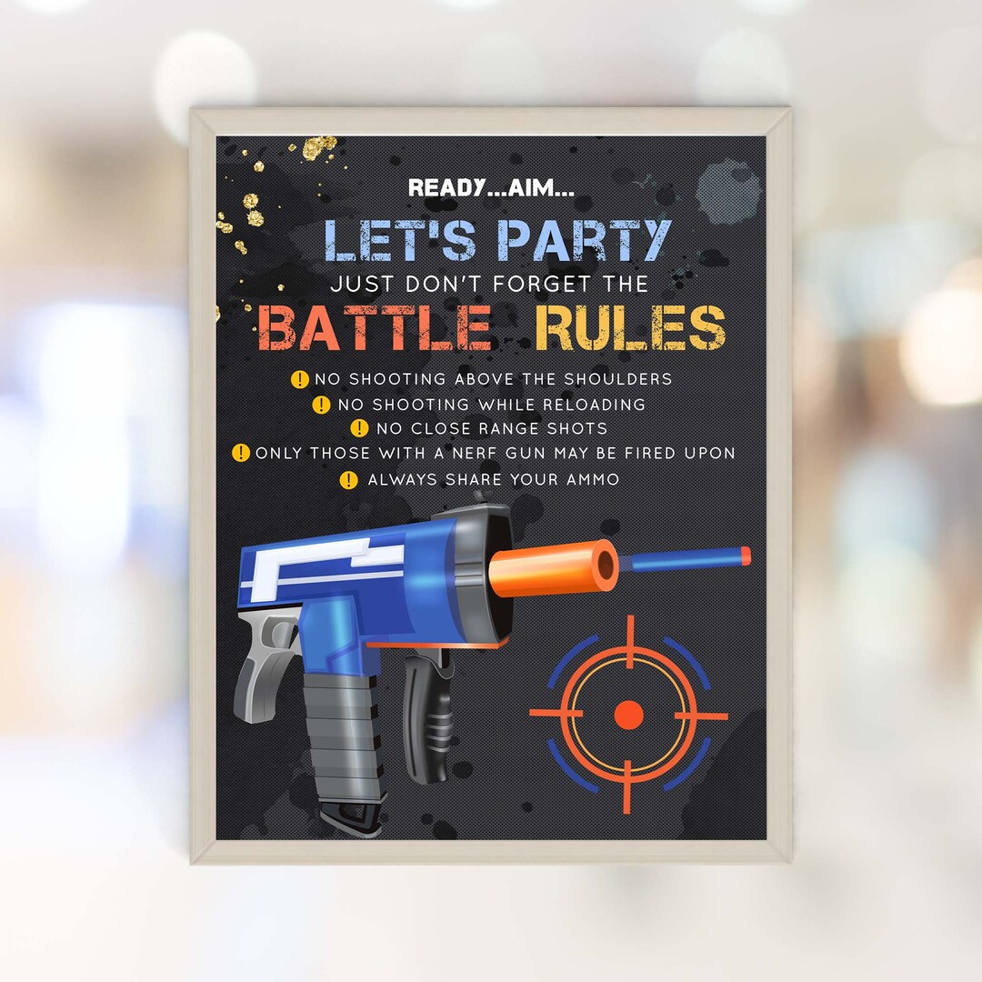 Dart Party Rules Dart Battle Party Sign Boy Dart Party Dart Wars Dart ...