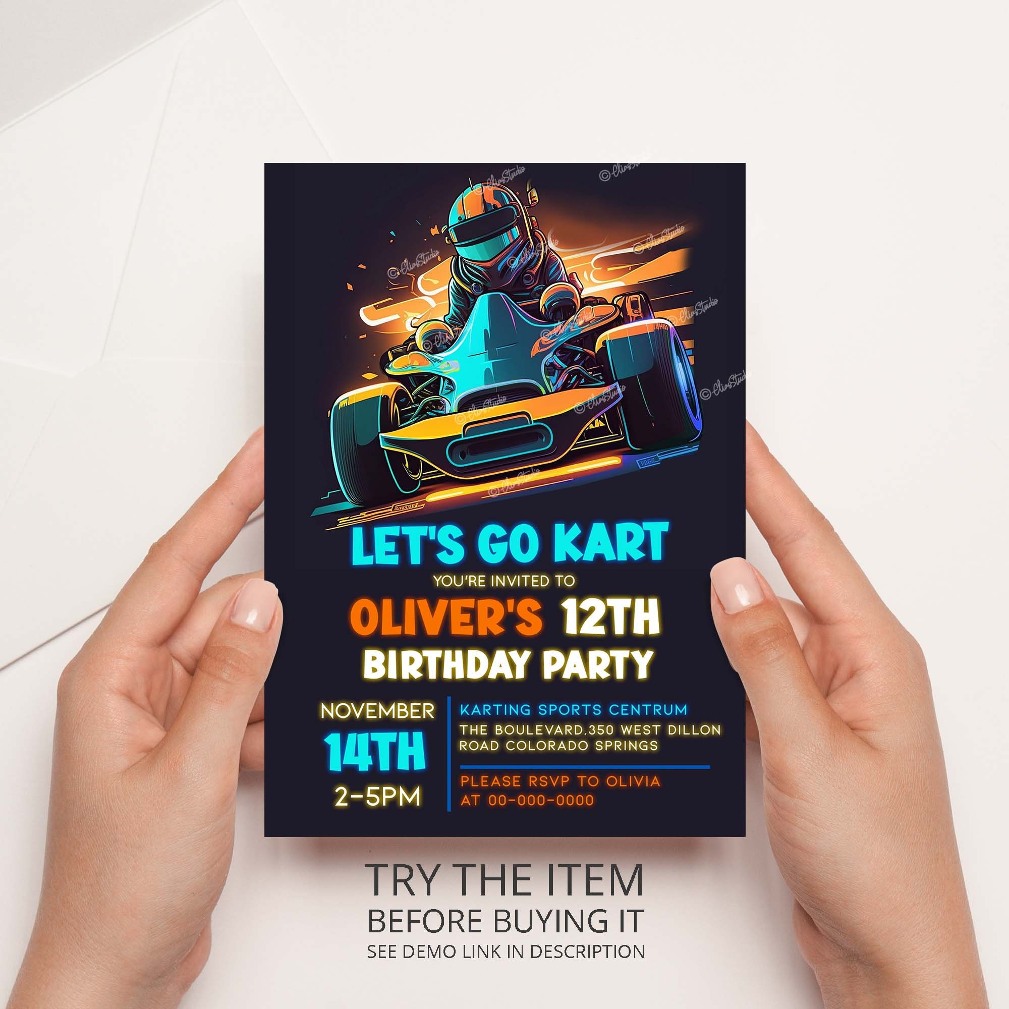 Let's Go Kart Birthday Invitation, All Ages Editable Karting Invite ...