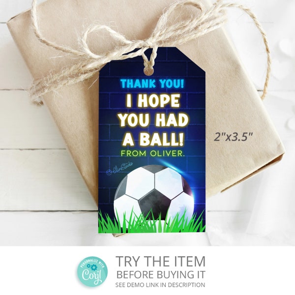 Soccer Thank You Tag - Etsy