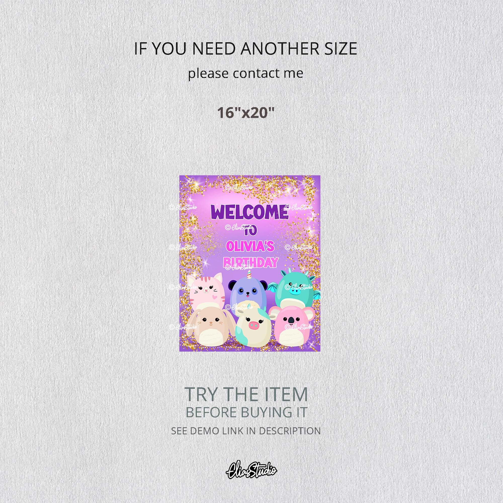 Squishy Birthday Sign Template, Squish Birthday Welcome Sign, Girl ...