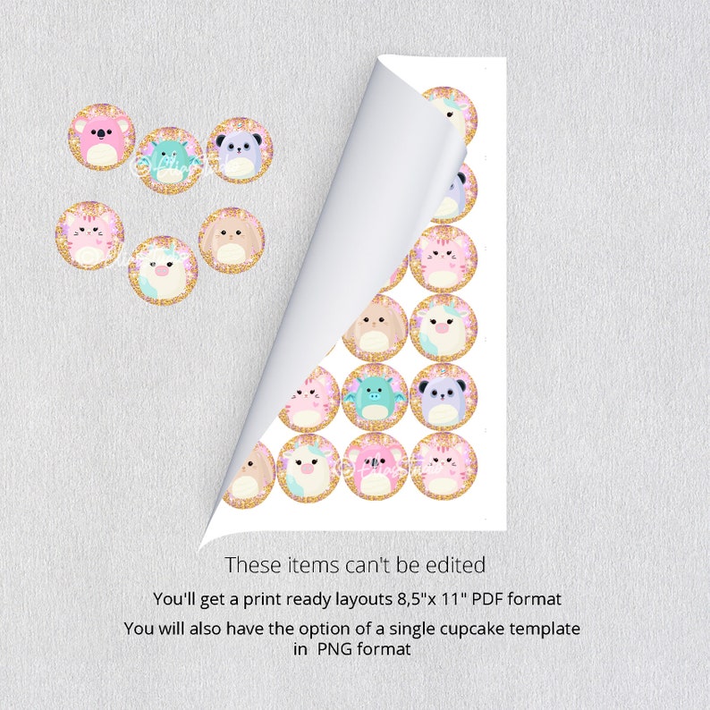 Squishmallow Birthday Cupcake Toppers, Squishy Birthday Decoration ...