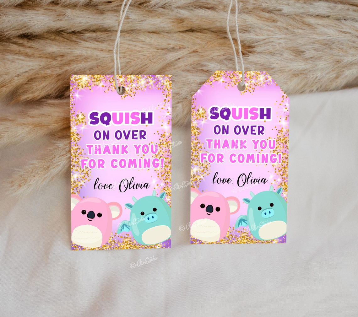 Editable Squishmallow Birthday Thank You Tags Squishy Favor - Etsy Canada