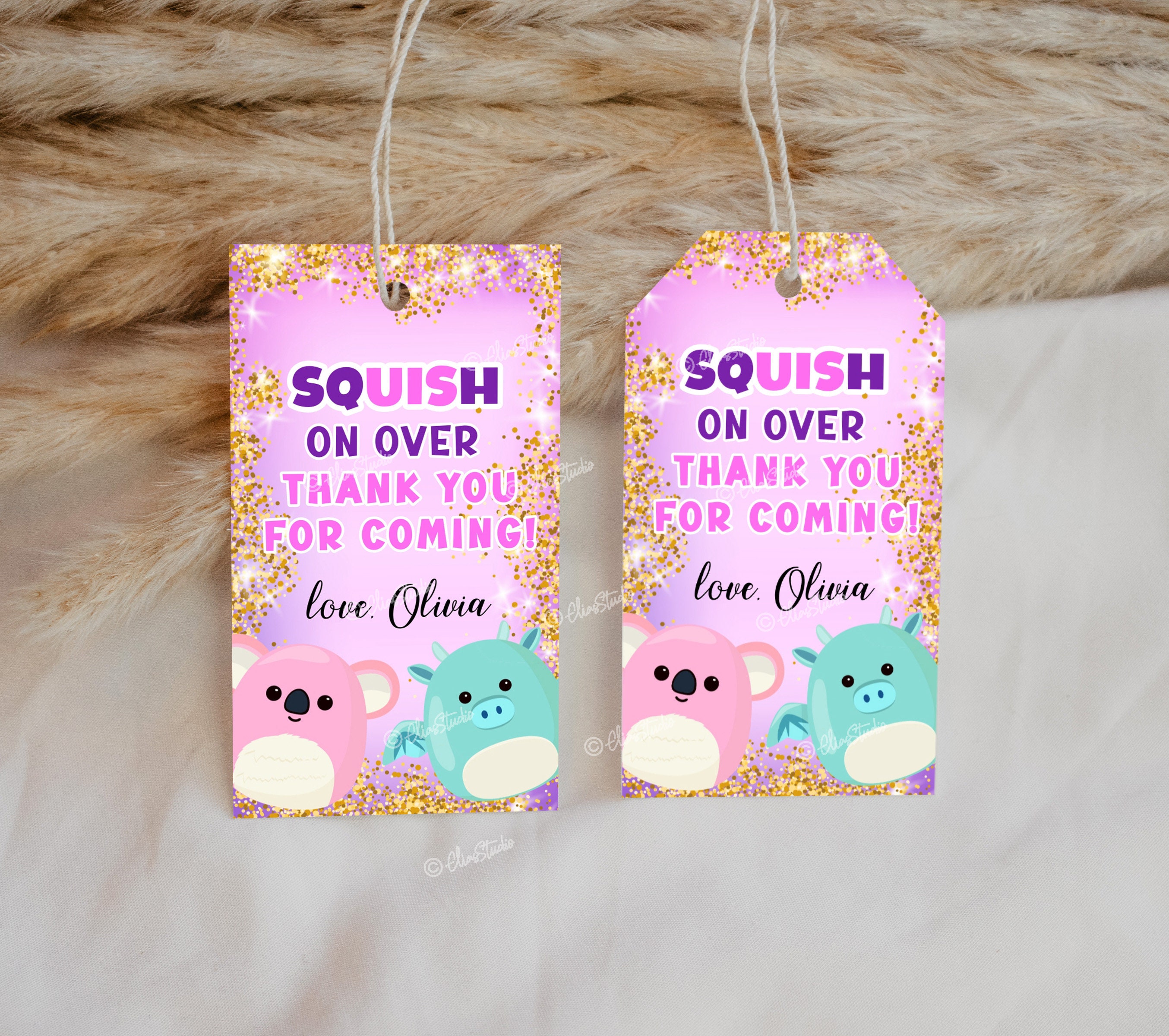 Editable Squishmallow Birthday Thank You Tags Squishy Favor - Etsy ...