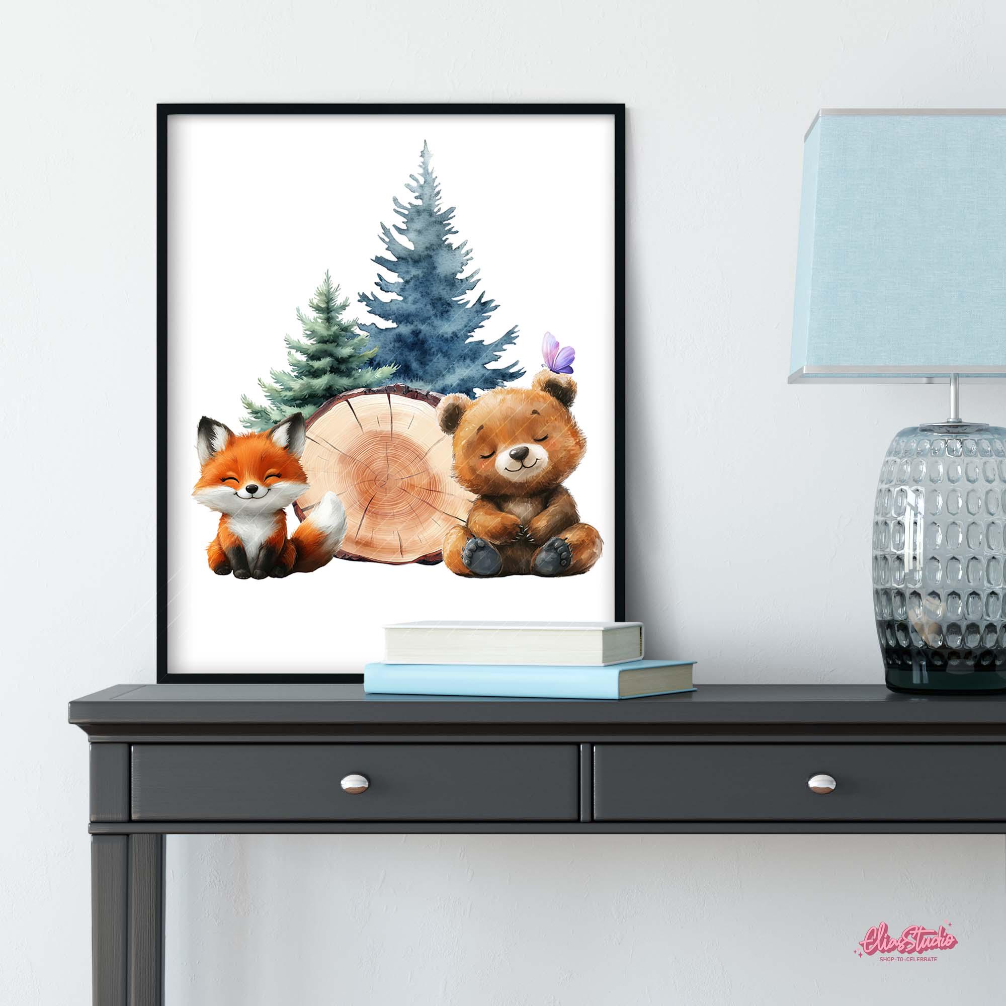Woodland Animals Clipart PNG, Watercolor Forest Animals, Nursery ...