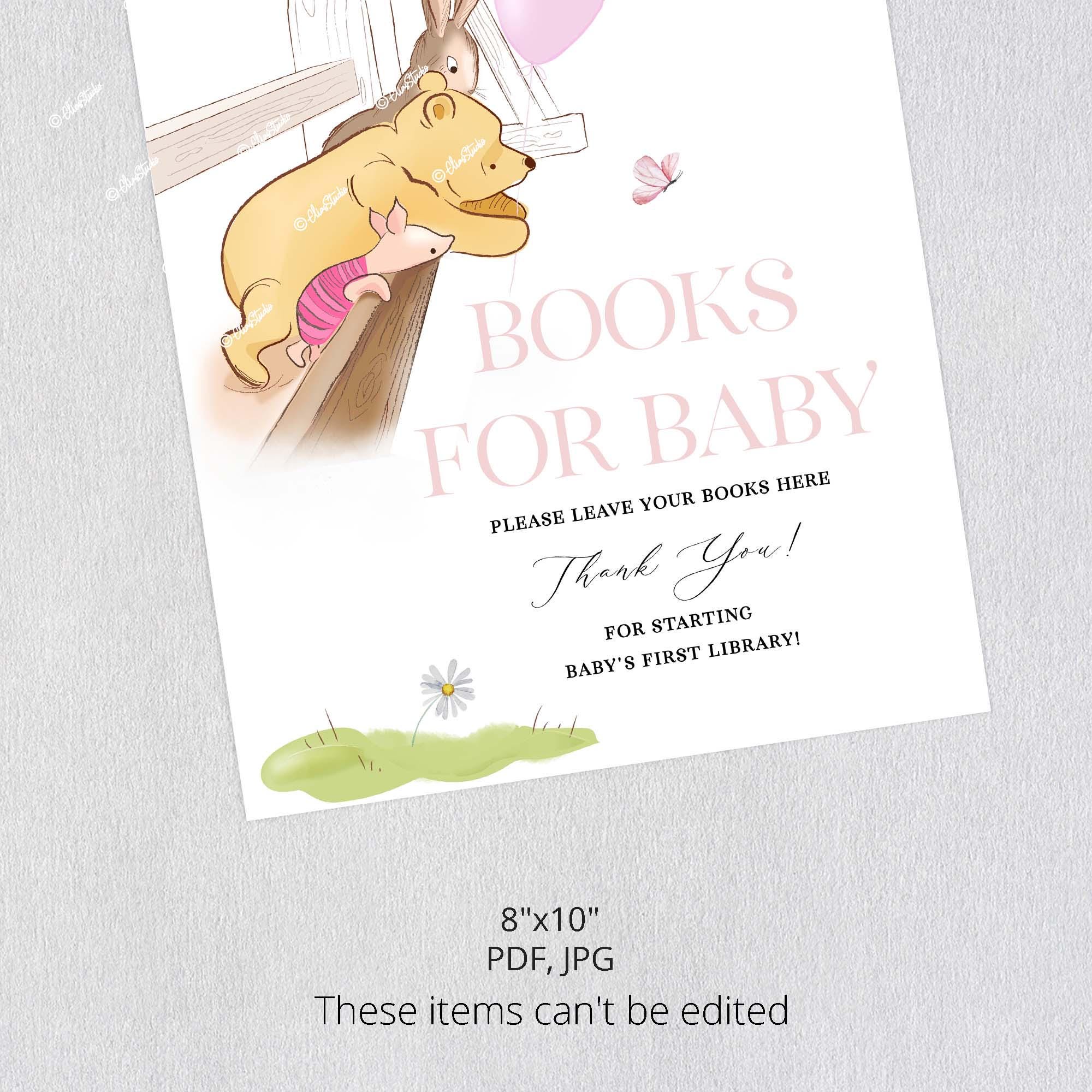 Classic Winnie the Pooh Baby Shower Decor, Books for Baby Sign, Winnie ...