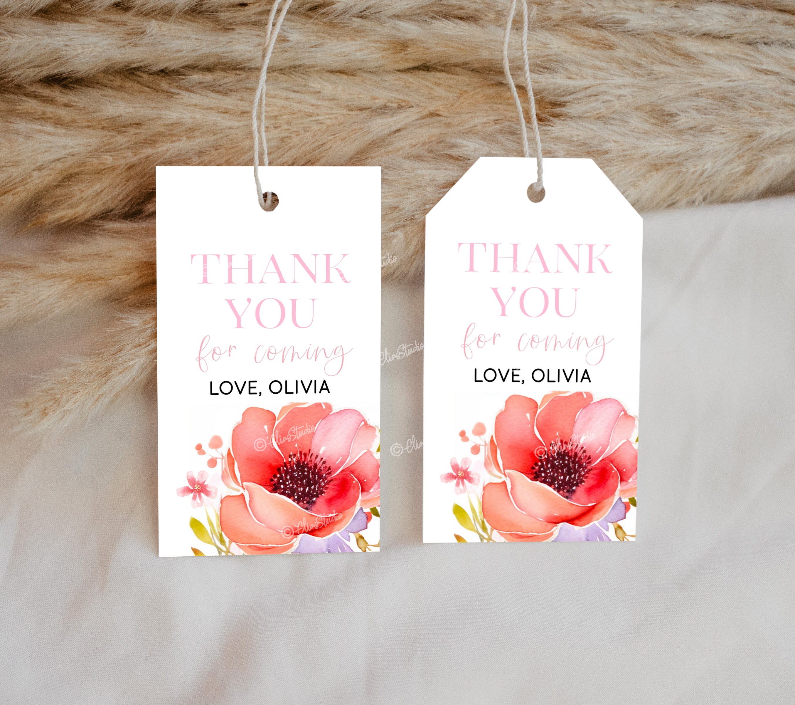 Wildflower Birthday Thank You Tags Flower Birthday Tags - Etsy