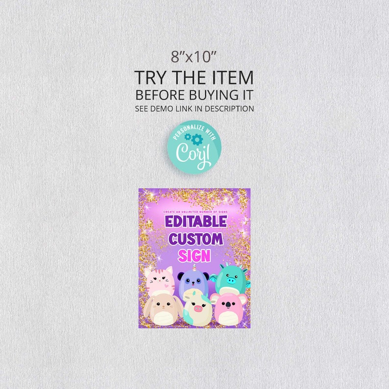 Squishy Birthday CUSTOM Sign Template, Squish Birthday Welcome Sign ...