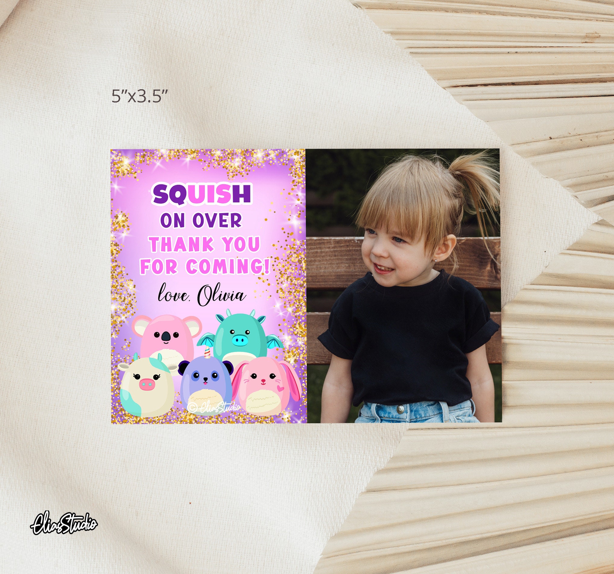 Editable Squishmallow Birthday THANK YOU CARD Template, Squishmallows ...