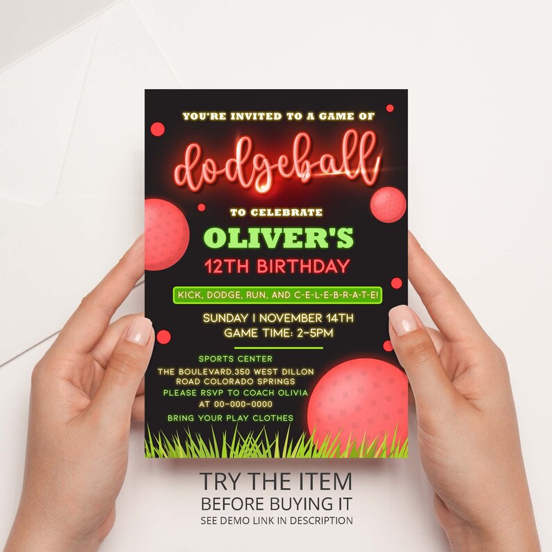 Dodgeball Invite Kickball Birthday Party Invitation Dodgeball Birthday ...