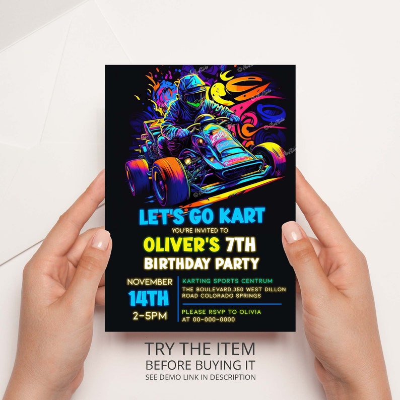 Let's Go Kart Birthday Invitation, All Ages Editable Karting Invite ...