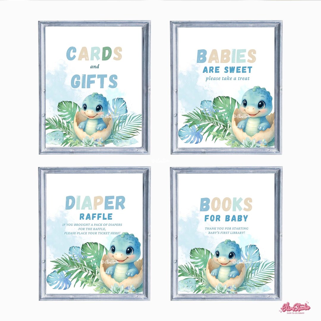 Dinosaur Baby Shower Sign Bundle Hatching Soon, Couples Baby Shower ...