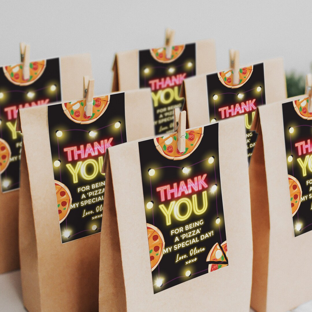 Pizza Party Thank You Tags Pizza Birthday Favors Pizza Birthday Party ...