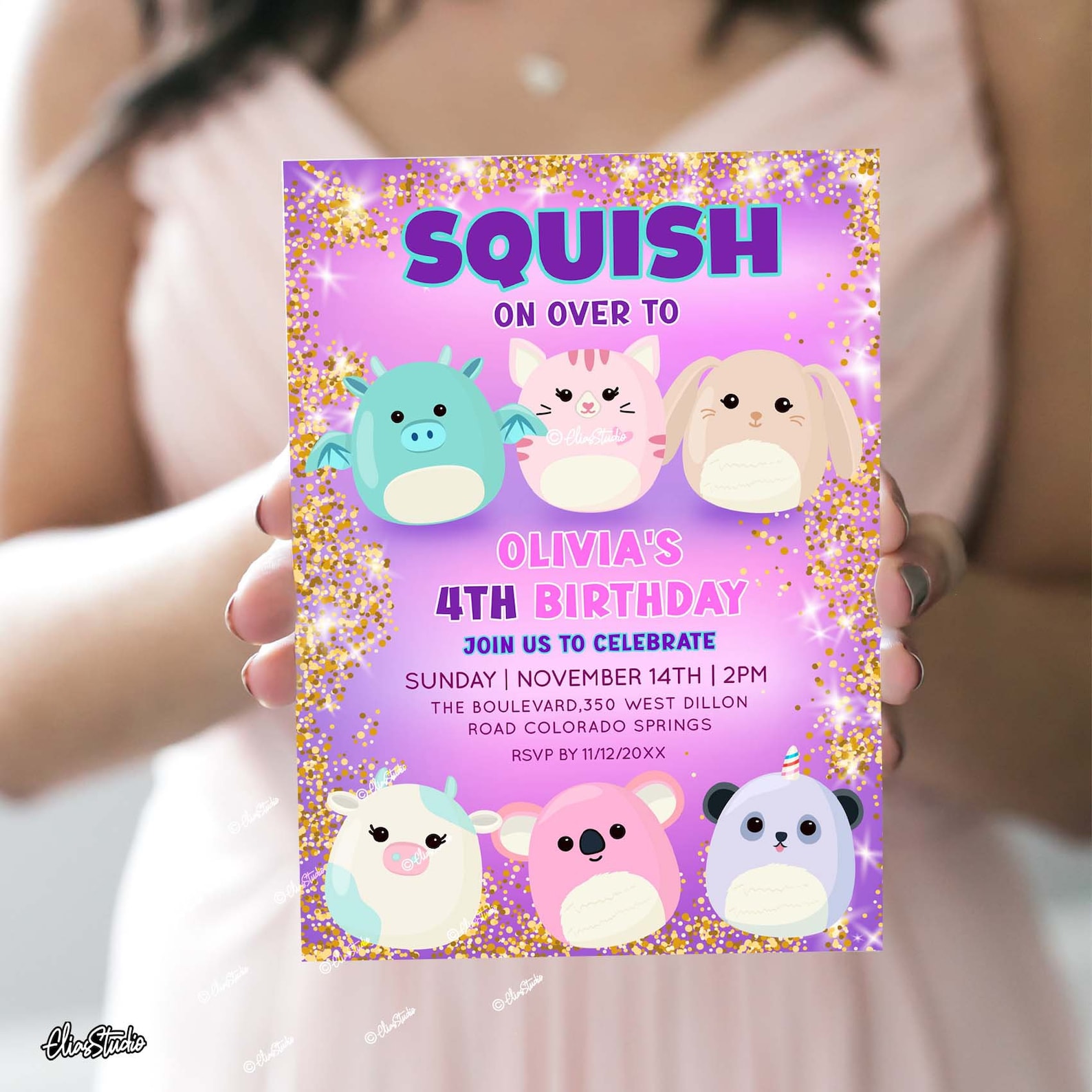 Editable Squish Birthday Invitation, Squishy Invitation, Customizable ...