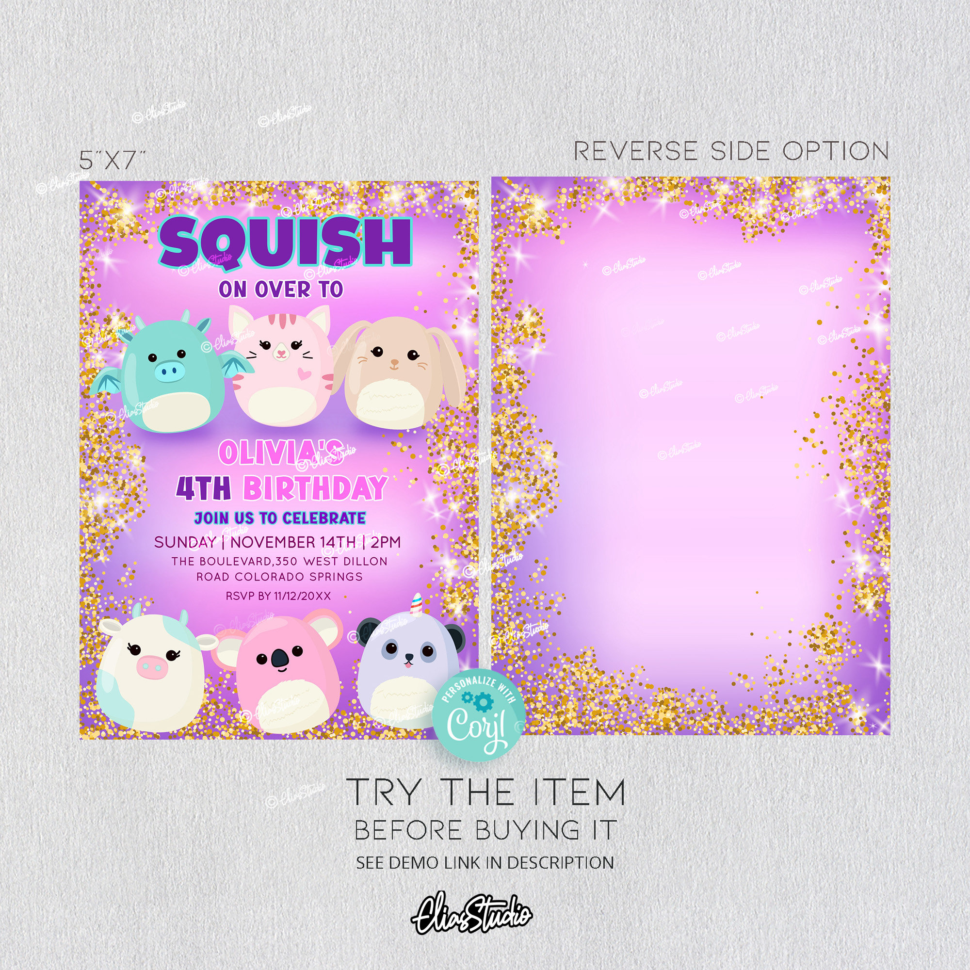 Editable Squish Birthday Invitation Squishy Invitation - Etsy UK